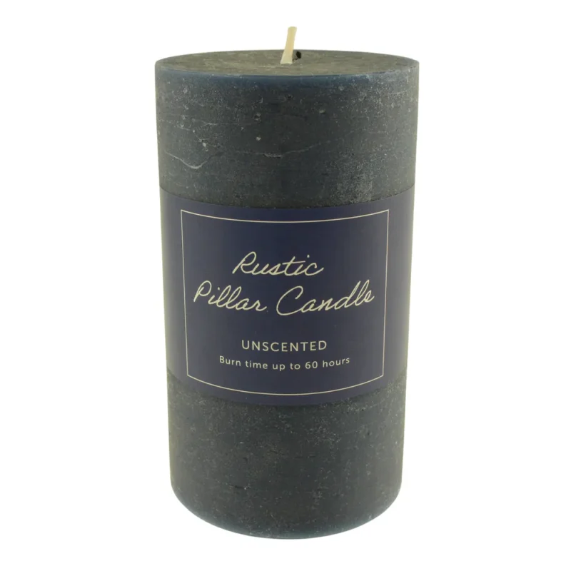 Rustic Pillar Candle 7x12 Blue | SageDecor